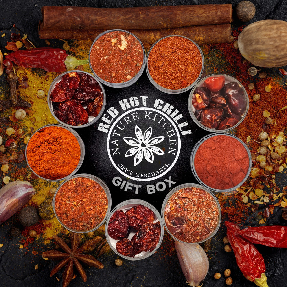 Red Hot Chilli Selection Gift Box 9 Spice Pots a Scoville Scale and Re