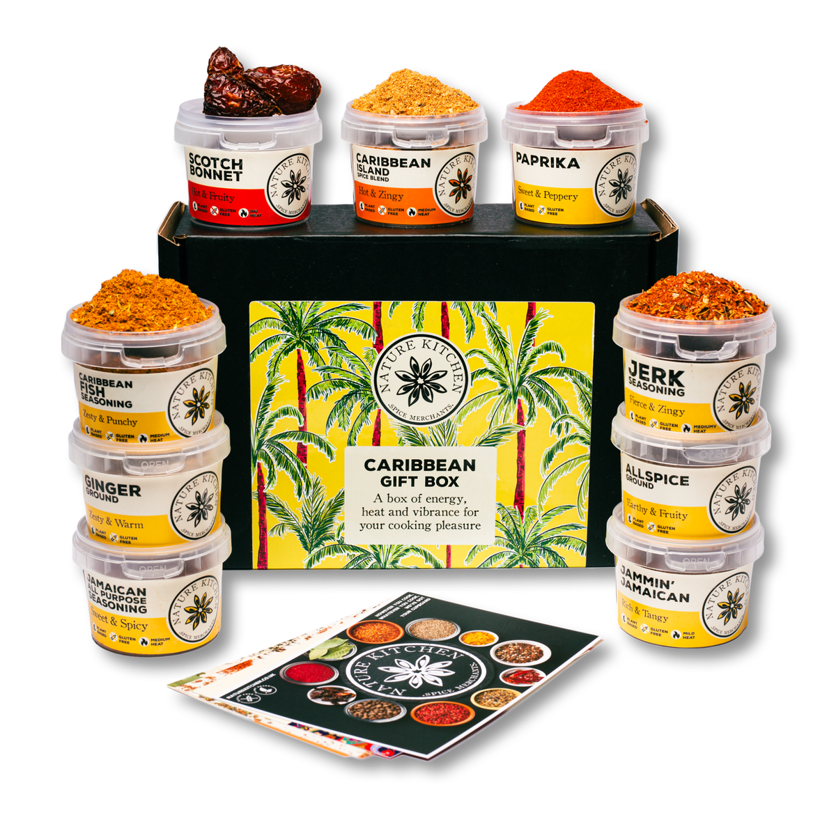 Caribbean Seasoning Selection 9 Spice Pots and Recipe Cards
