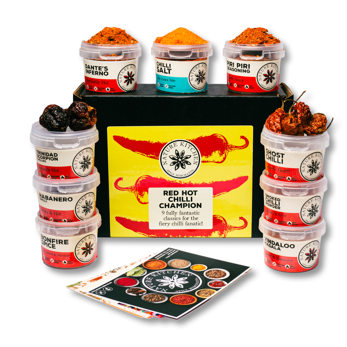 Red Hot Chilli Selection Gift Box 9 Spice Pots a Scoville Scale and Re
