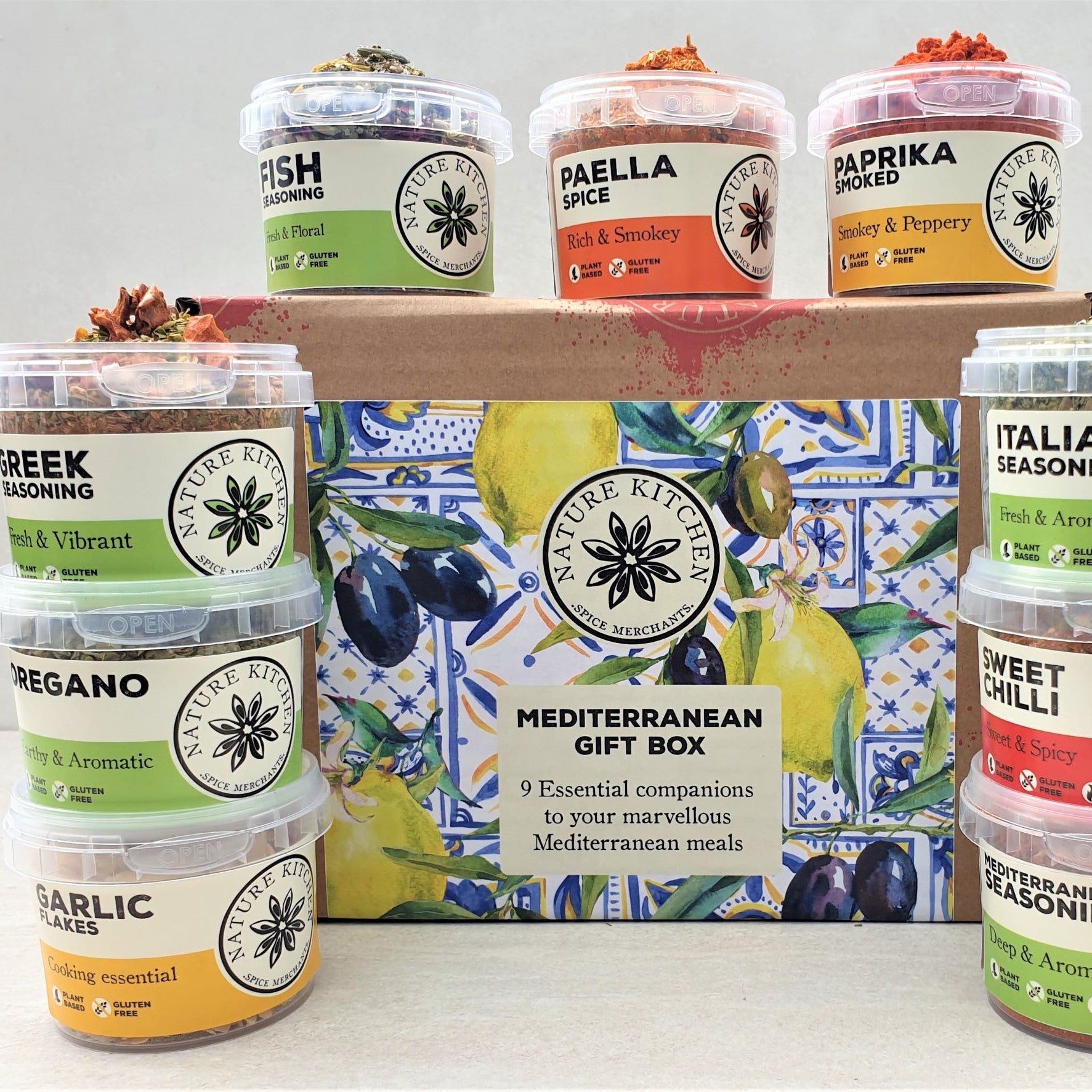 Mediterranean Seasoning Selection Gift Box 9 Spice Pots with Recipe Ca